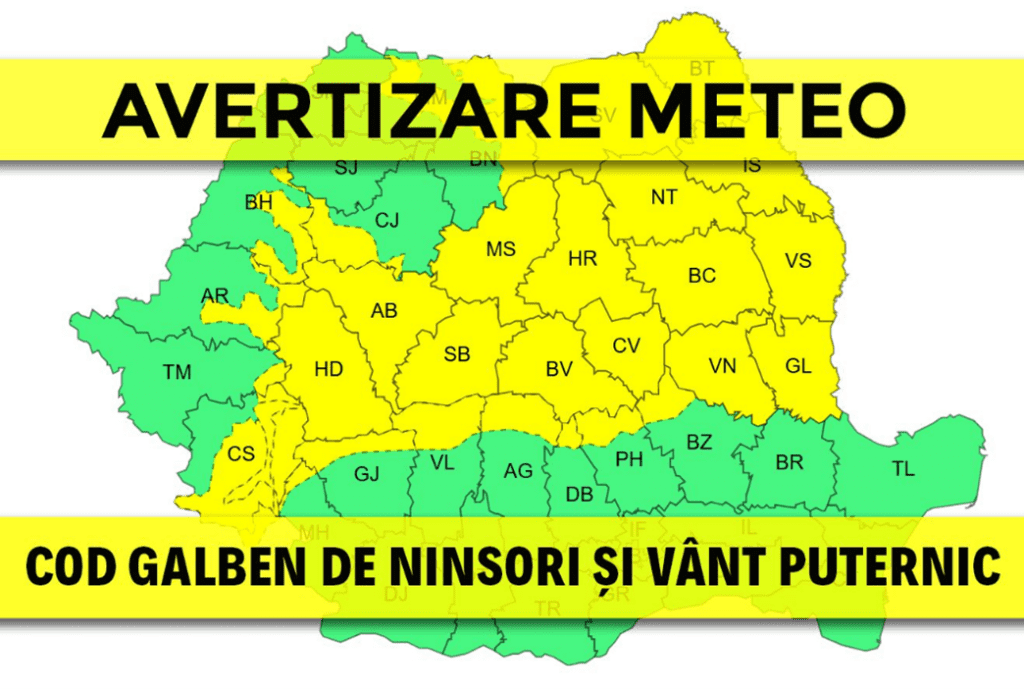 Cod galben de vânt puternic și ninsori la munte • Opinia Buzău